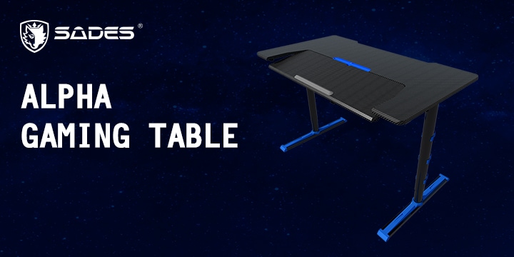 SADES ALPHA 藍光電競桌 / 可傾斜無段式鍵盤托盤、Carbon 紋路包膜桌面 | XFastest News