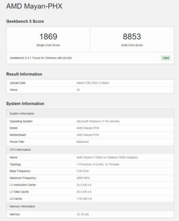 AMD Ryzen 5 7640U現身Geekbench跑分網站 | XFastest News
