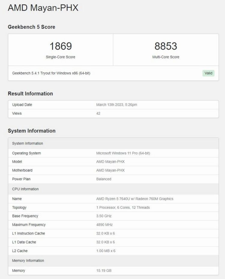 AMD Ryzen 5 7640U現身Geekbench跑分網站 | XFastest News