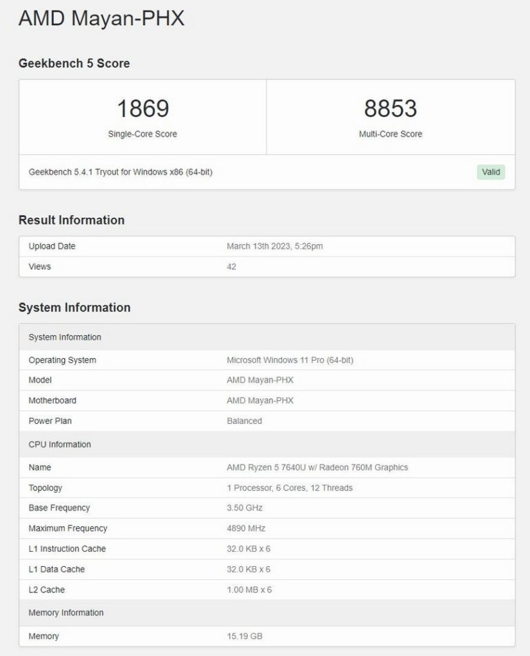 AMD Ryzen 5 7640U現身Geekbench跑分網站 | XFastest News